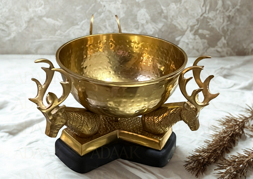 Mystic Deer Bowl – Antique Glow | Premium Decorative Bowl – ADAAK