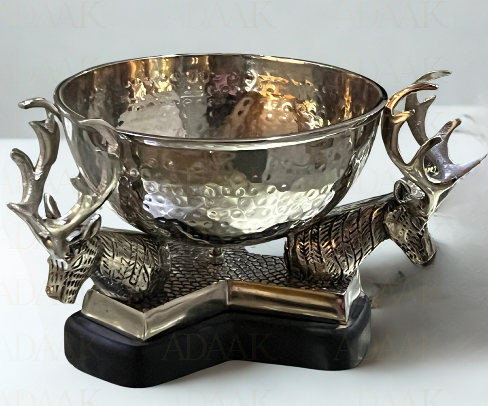 Mystic Deer Bowl – Silver Glow | Luxury Silver Finish Décor & Serveware ...