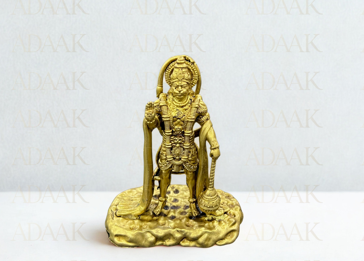 Standing Hanuman Idol with Gada | Brass Finish Statue for Protection ...