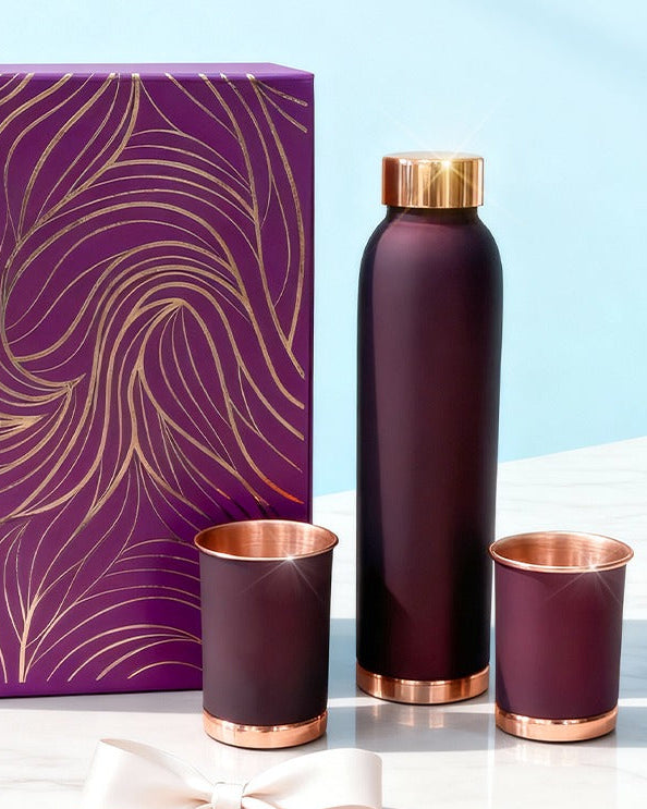 Buy Royale Copper Bottle & Glass Set Online – Pure Copper Drinkware – ADAAK