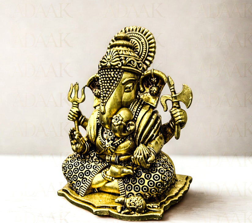 Vighnaharta Brass Ganesha Idol | Handcrafted Brass Statue by Adaak – ADAAK