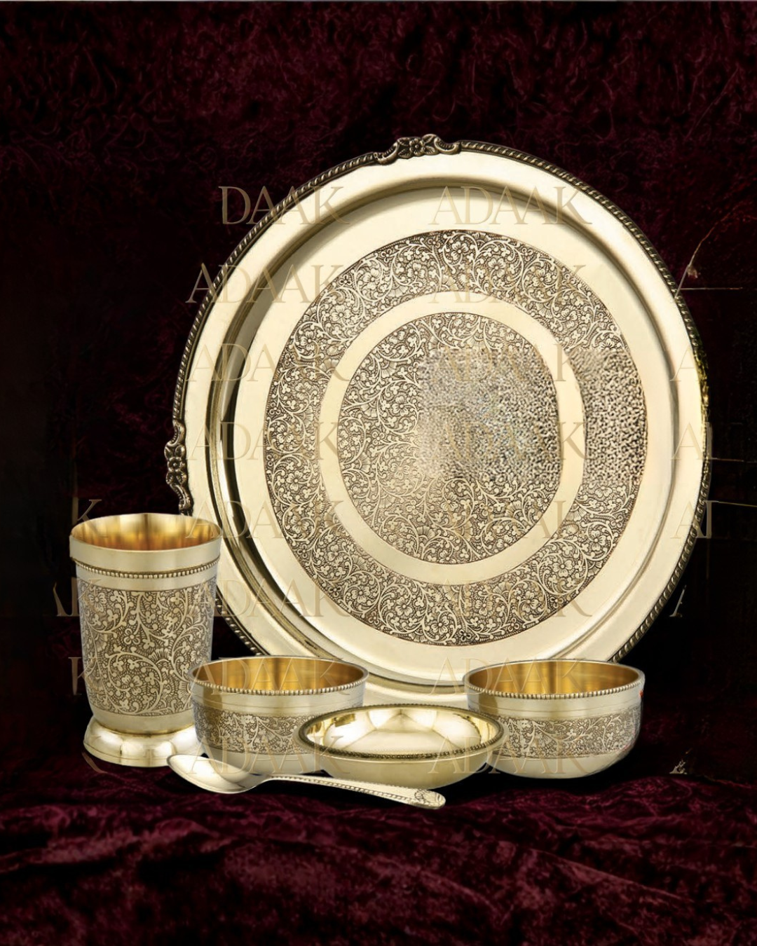 Buy Brass Thali Set Online Pure Brass Dinnerware (6Pc) – ADAAK